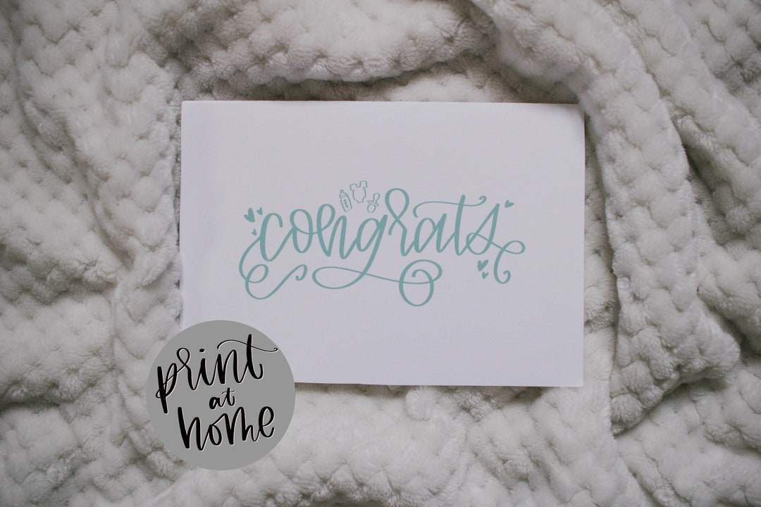 New Baby Congratulations Card Printable, Baby Shower Digital Download ...