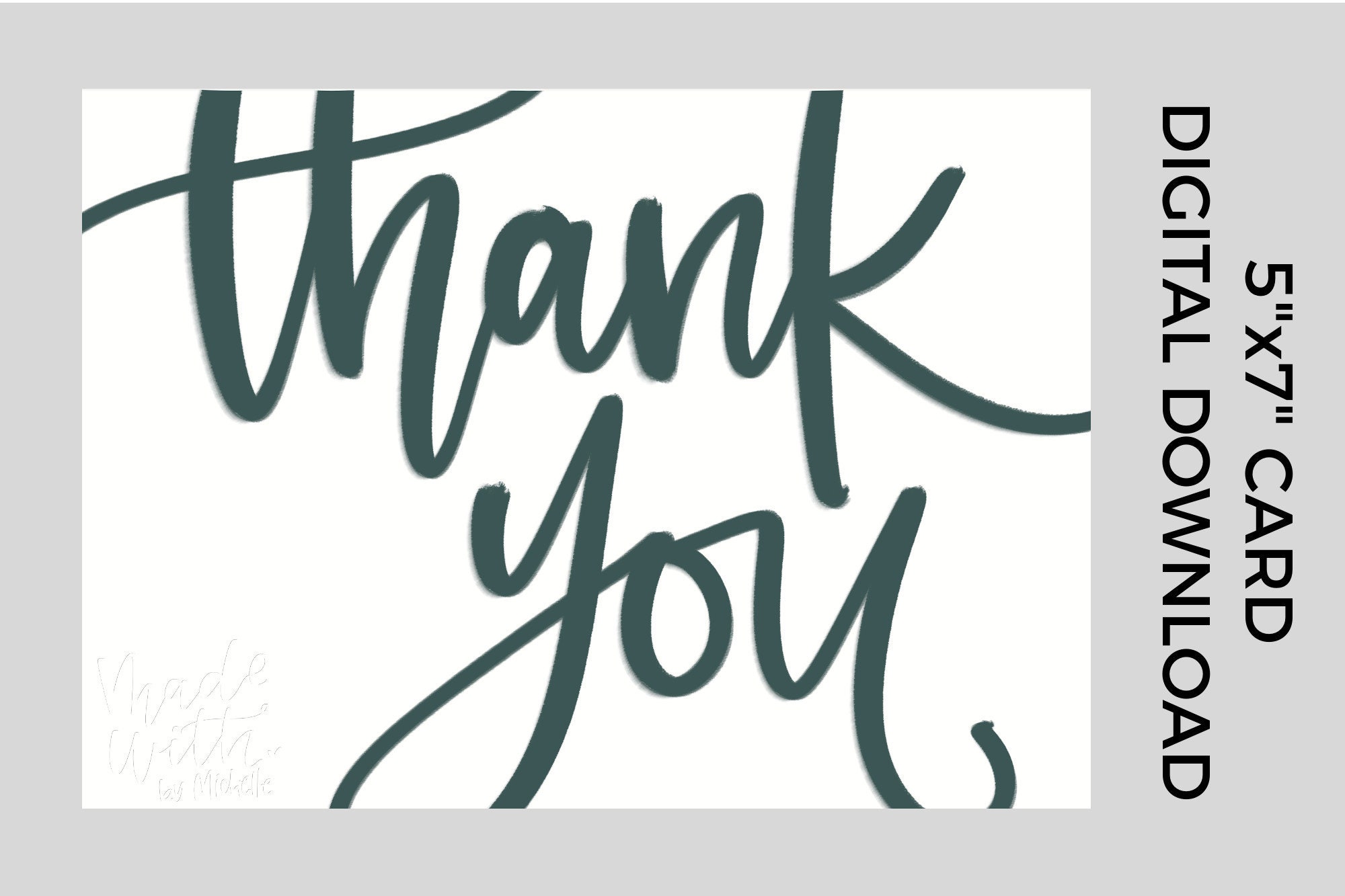 Hand-lettered Printable Thank You Card, Modern Thank You Card Digital ...