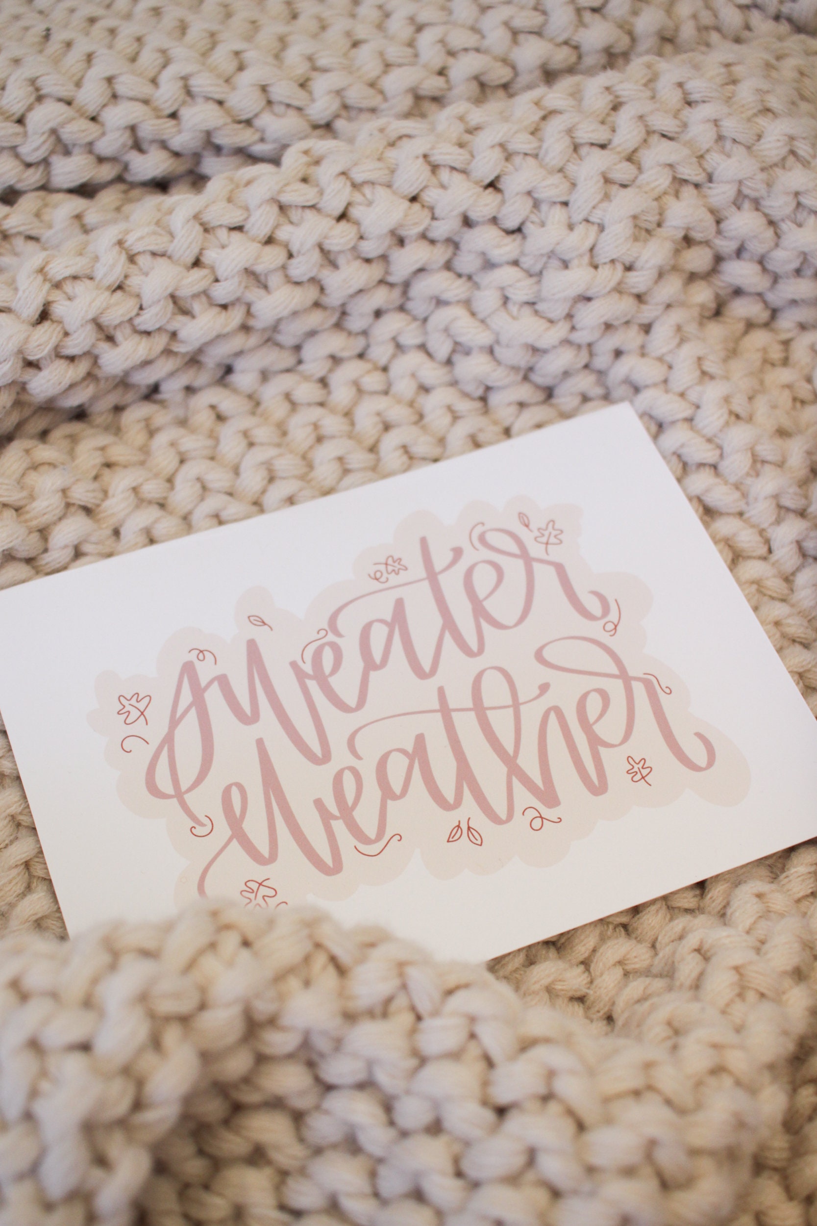 Sweater Weather Printable Card, Hand-lettered Fall Winter Greeting Card ...