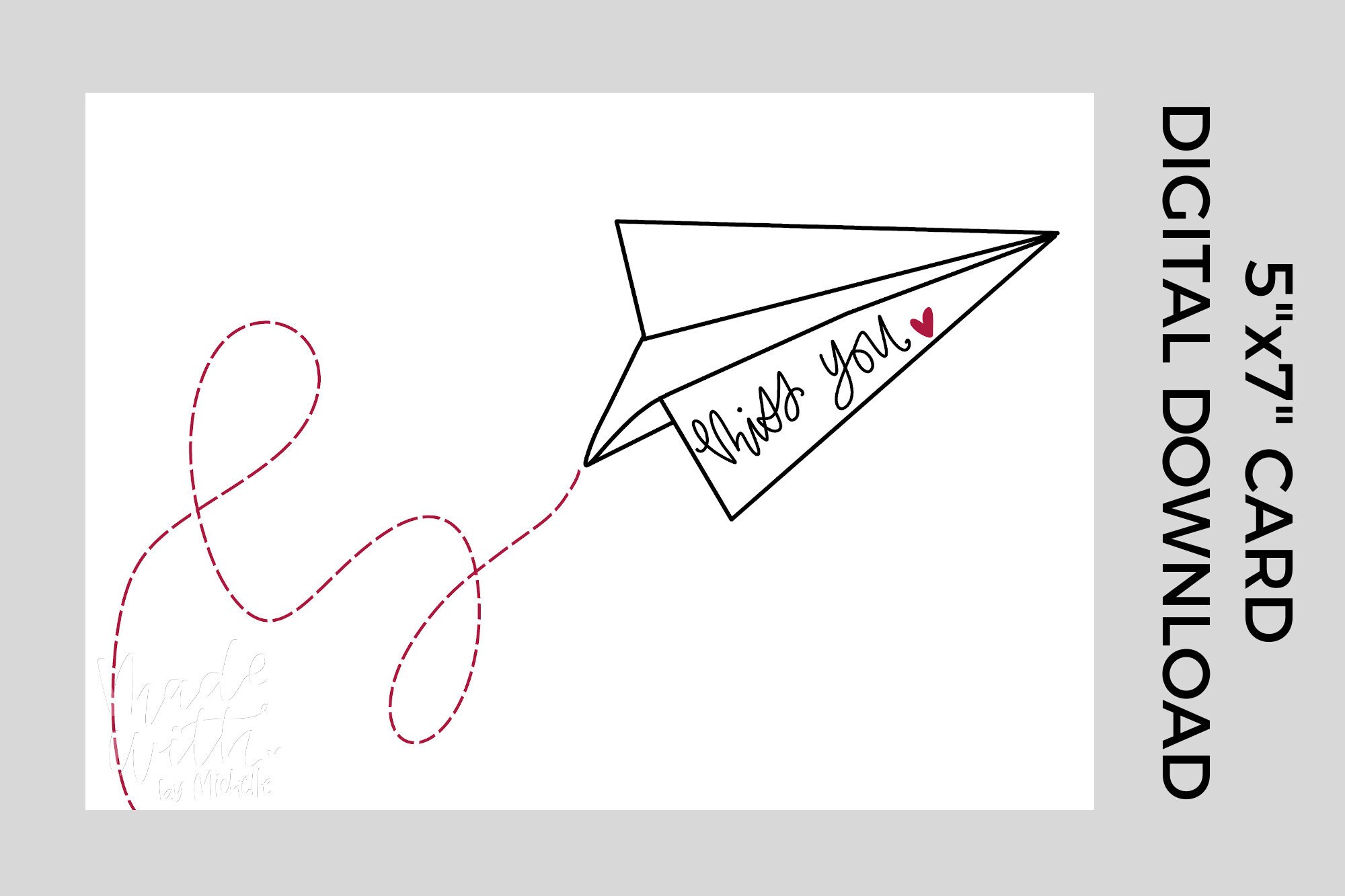 Miss You Printable Card, Cute Paper Airplane Long Distance Relationship ...