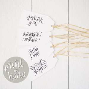 Printable Christmas Gift Tags, Hand-lettered Holiday Sentiment Gift ...