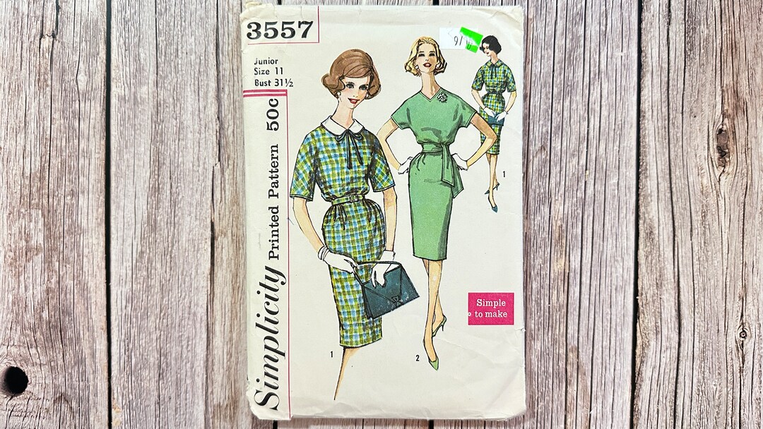 Simplicity Sewing Pattern 3557 - Vintage Dress Sash Detachable Collar ...