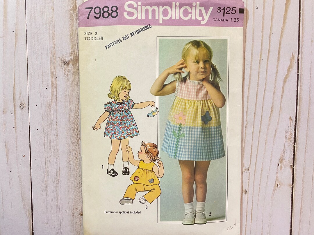 Simplicity Sewing Pattern 7988 - Uncut - Vintage Toddler Dress or Top ...