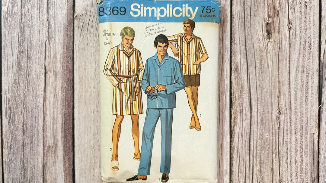 Simplicity Pattern 8369. Vintage Men's Pajamas and Sleepcoat Sewing ...