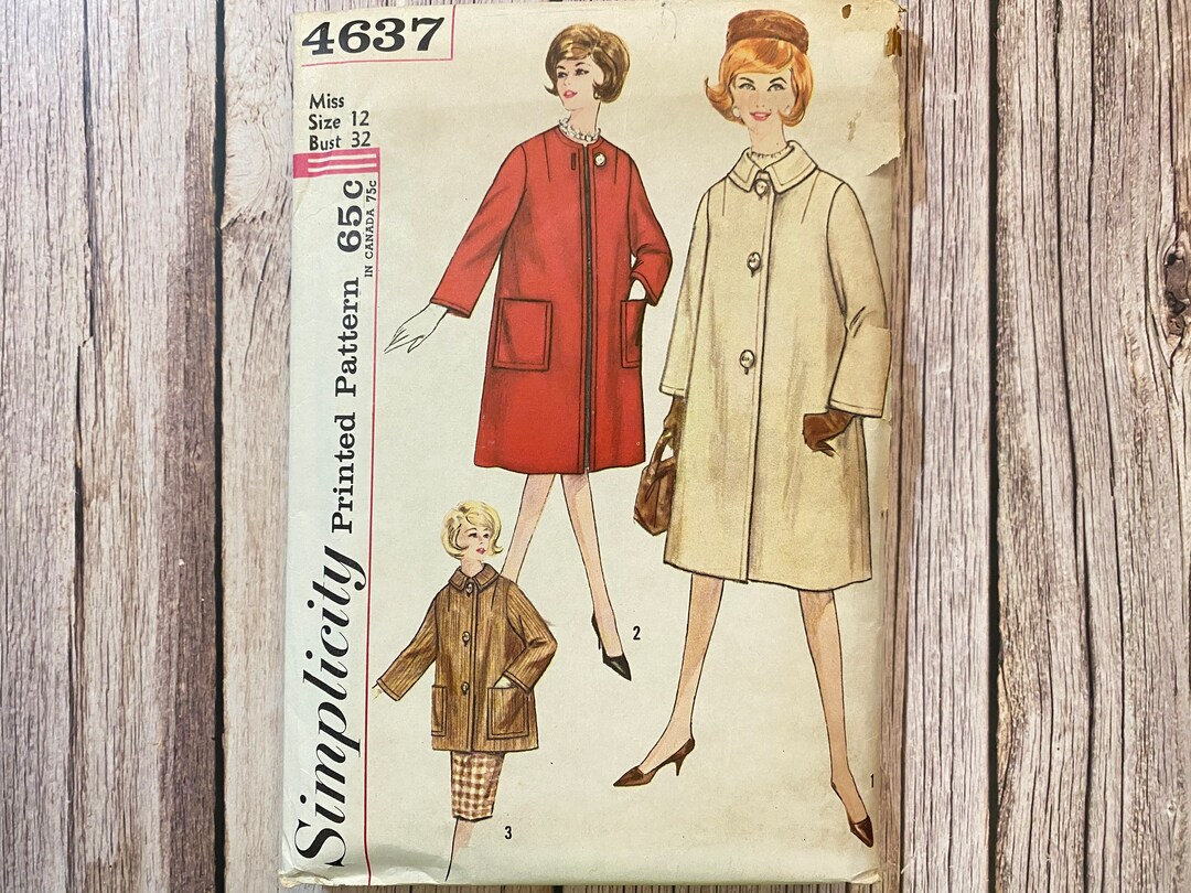 Simplicity Sewing Pattern 4637 - Vintage Women's Coat in Two Lengths - Etsy