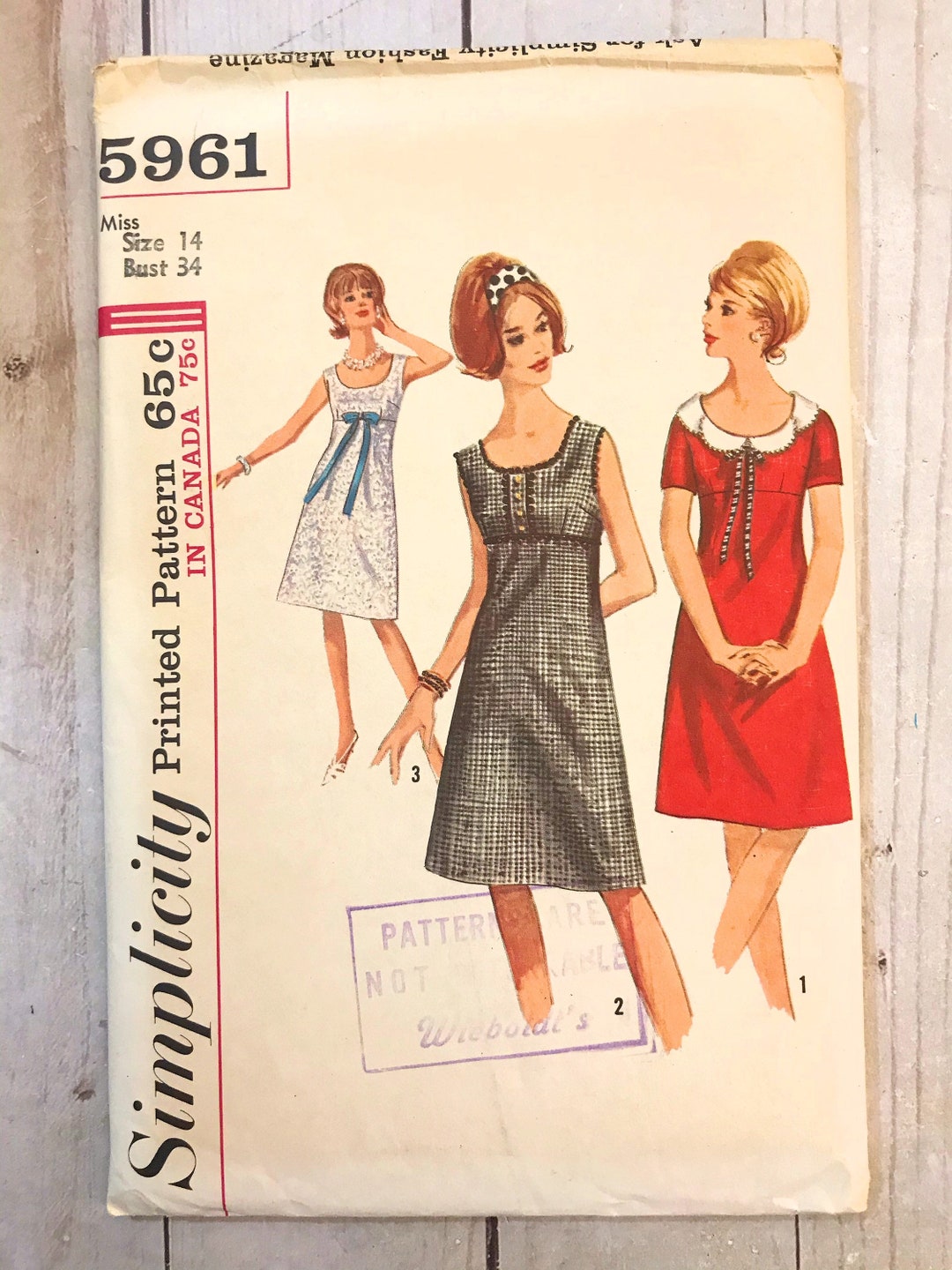 Vintage Simplicity Sewing Pattern. Vintage Dress Pattern. Uncut Pattern ...