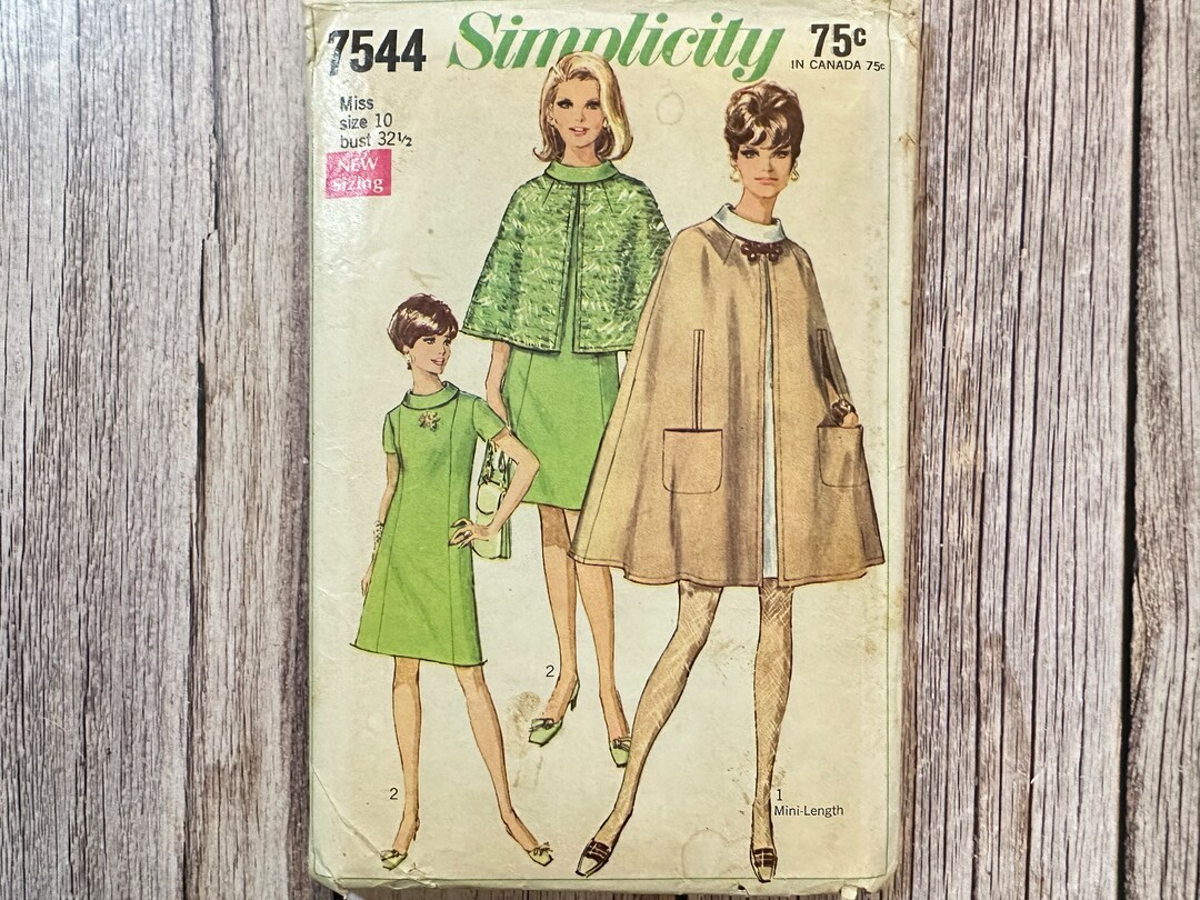 Simplicity Sewing Pattern 7544. Vintage Cape and Dress. - Etsy