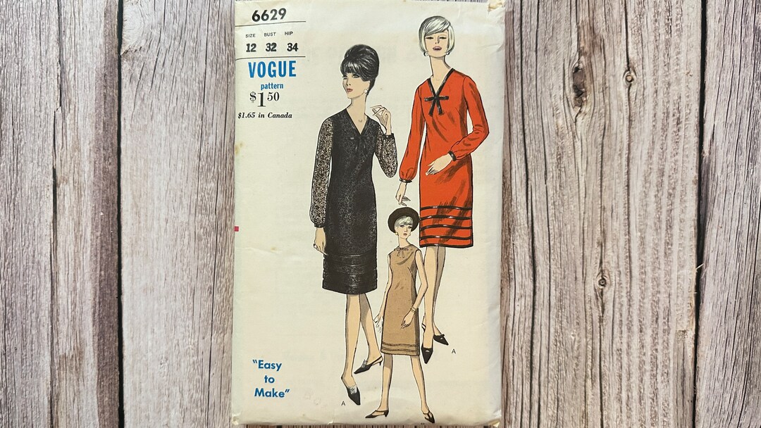 Vogue Sewing Pattern 6629. Uncut Vintage Dress Pattern. - Etsy