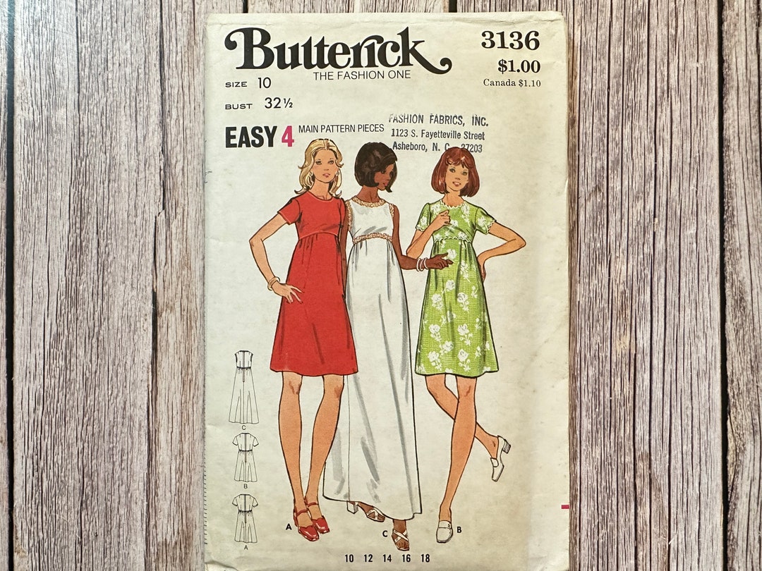 Butterick Sewing Pattern 3136. Vintage Dress. - Etsy