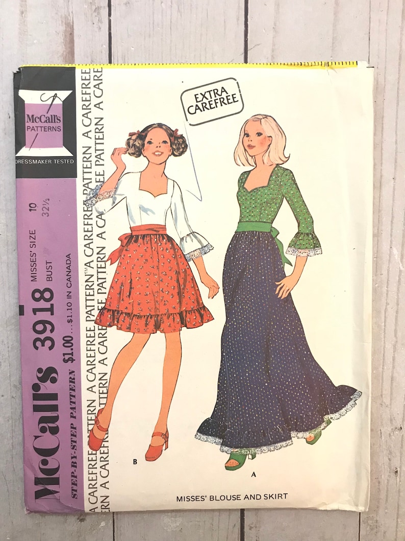 Uncut Vintage Mccall's Sewing Pattern: Misses Skirt, Blouse, Pants ...