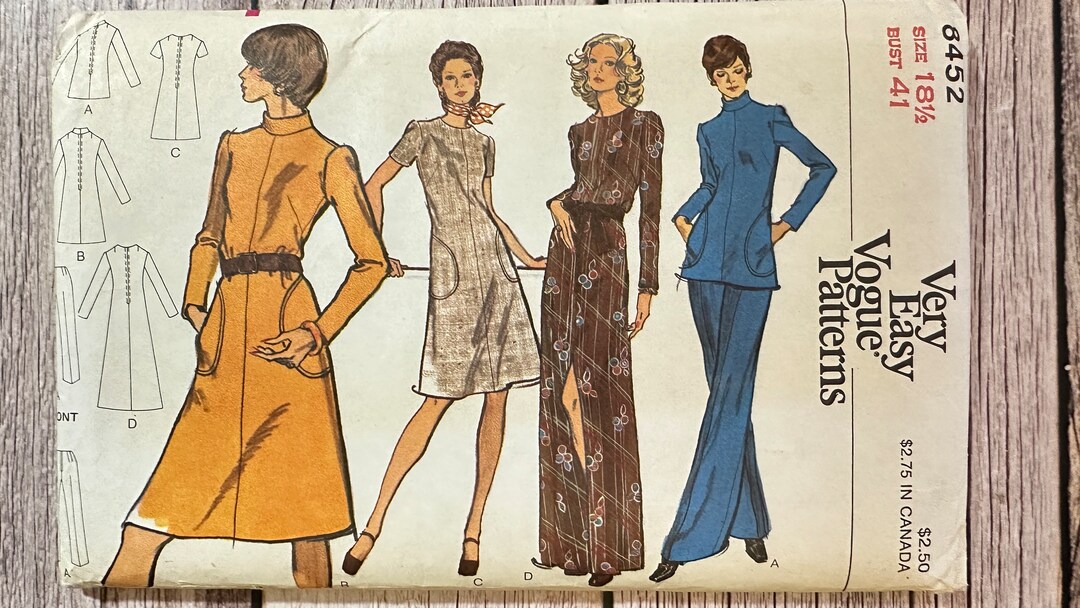 Vogue Sewing Pattern 8452 - Uncut - Vintage Dress Tunic and Pants - Etsy