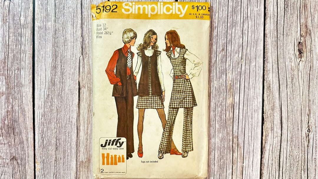 Simplicity Sewing Pattern 5192 - Vintage Mini-jumper or Tunic Vest and ...
