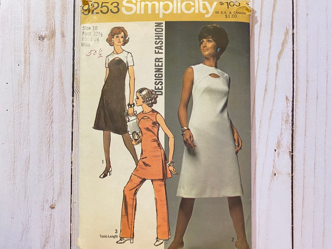 Simplicity Pattern 9253. Vintage Sewing Pattern. Dress or Tunic and ...
