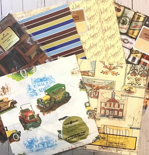 Vintage Masculine Wrapping Paper. Mens Gift Wrap. Birthday - Etsy