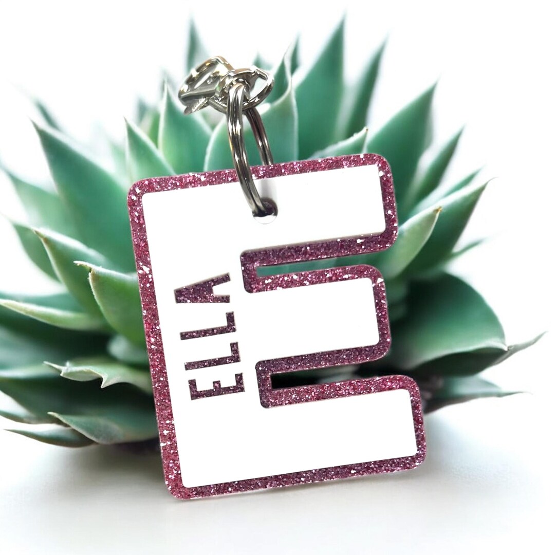 Monogram Acrylic Letter Keychain: Retro Backpack Tag - Etsy