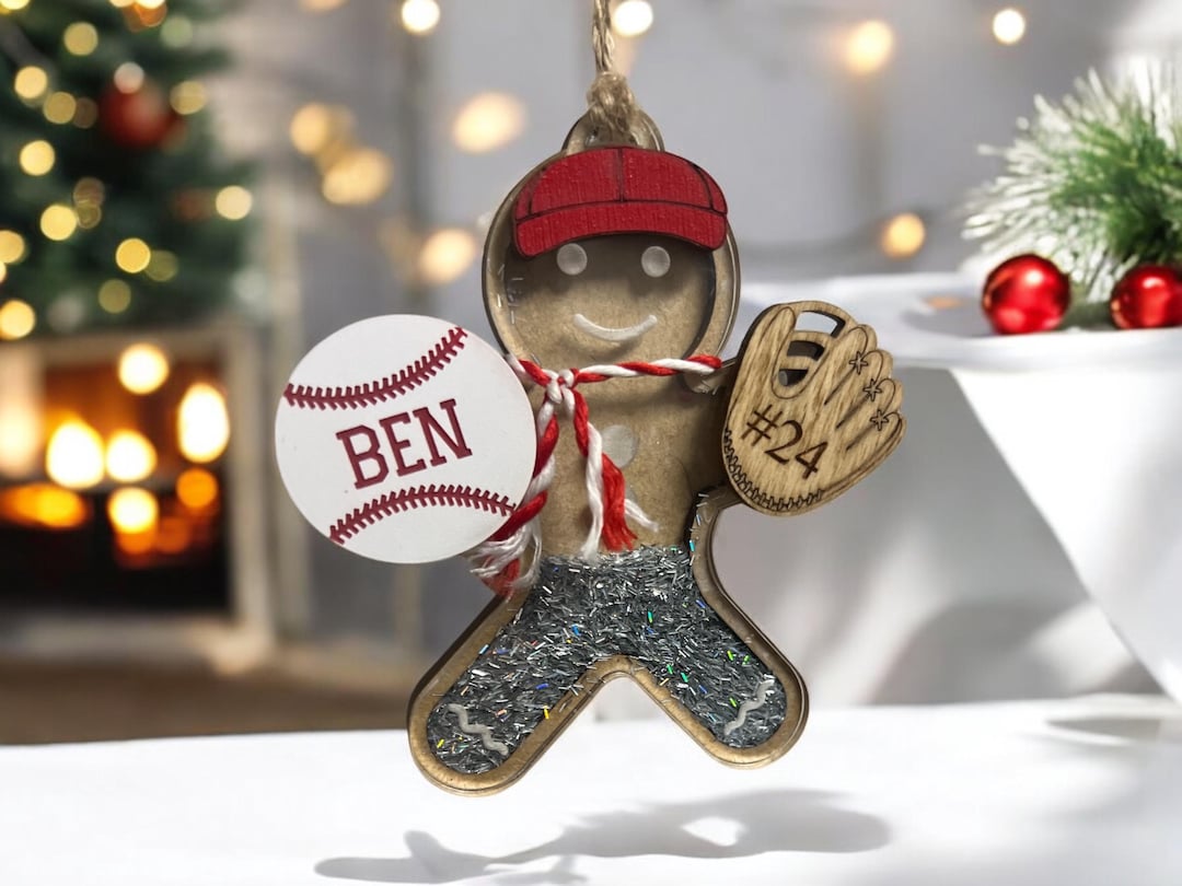 Personalized Baseball Gingerbread Man Shaker Ornament, Baseball ...