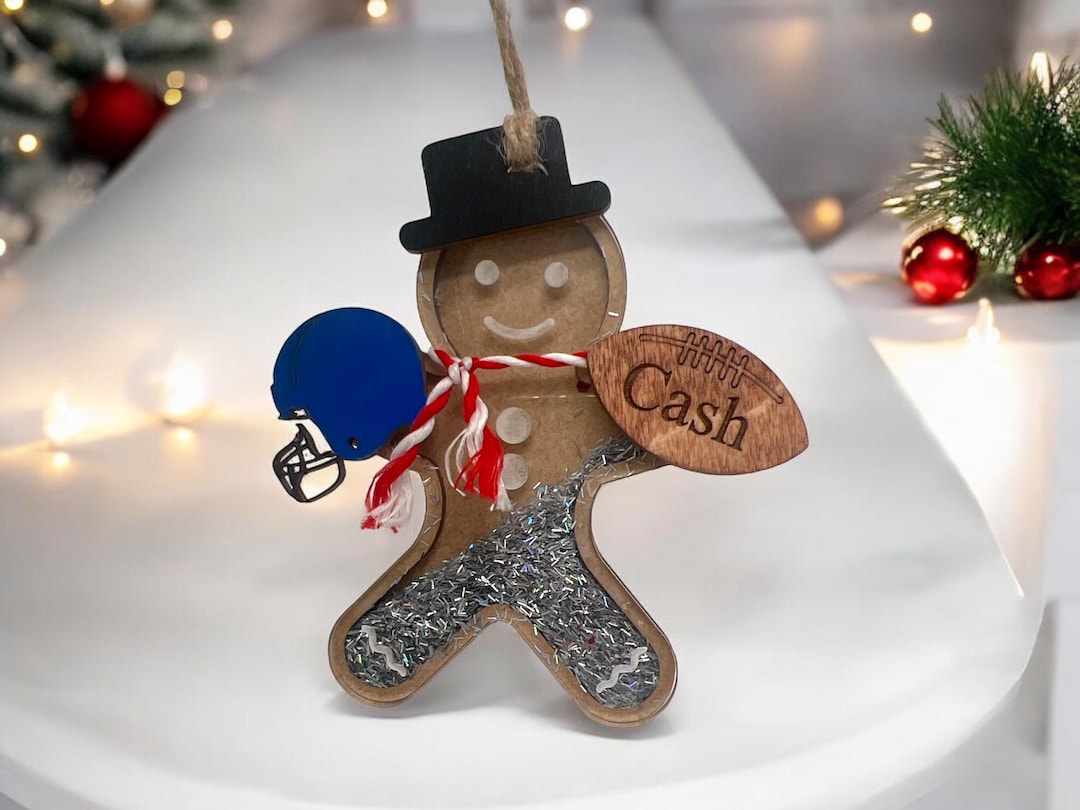 Personalized Football Gingerbread Man Ornament, Sports Christmas Tree ...