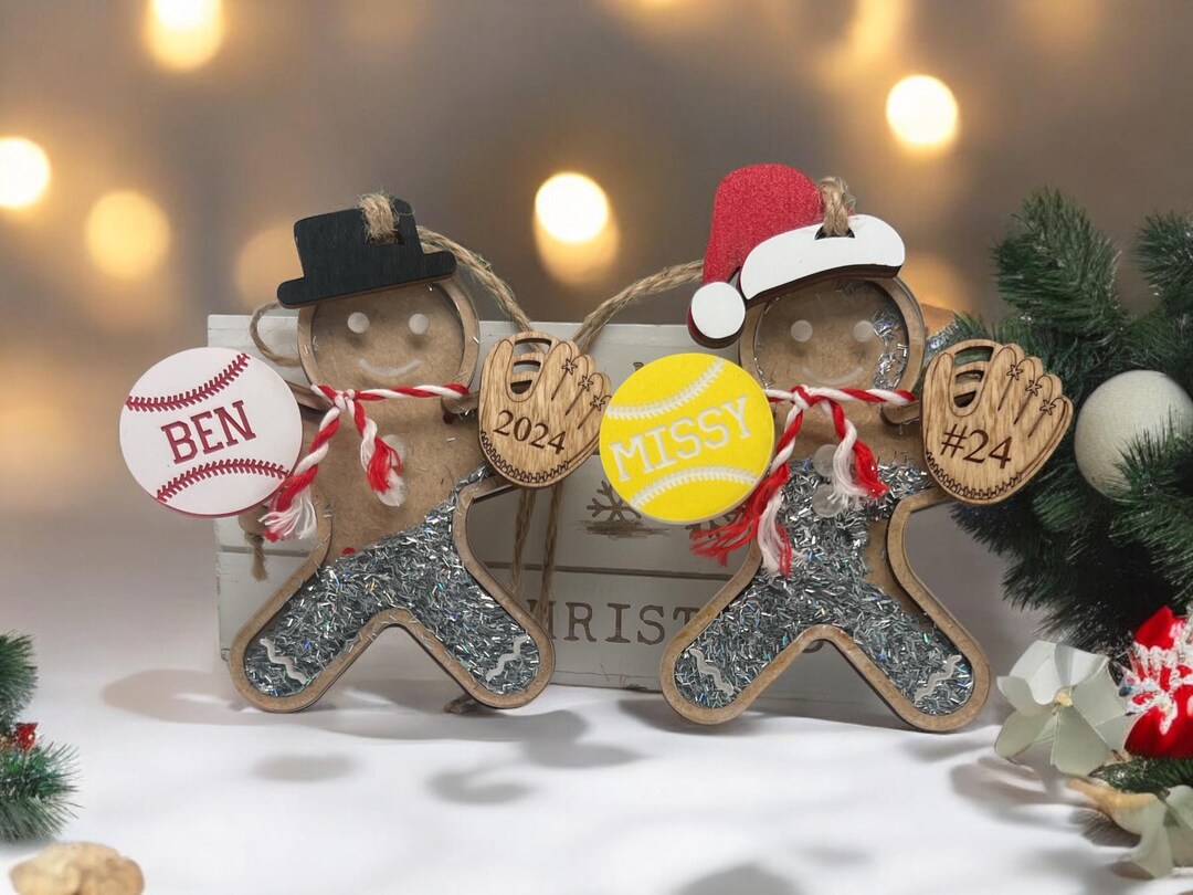 Personalized Baseball Gingerbread Man Shaker Christmas Ornament - Etsy