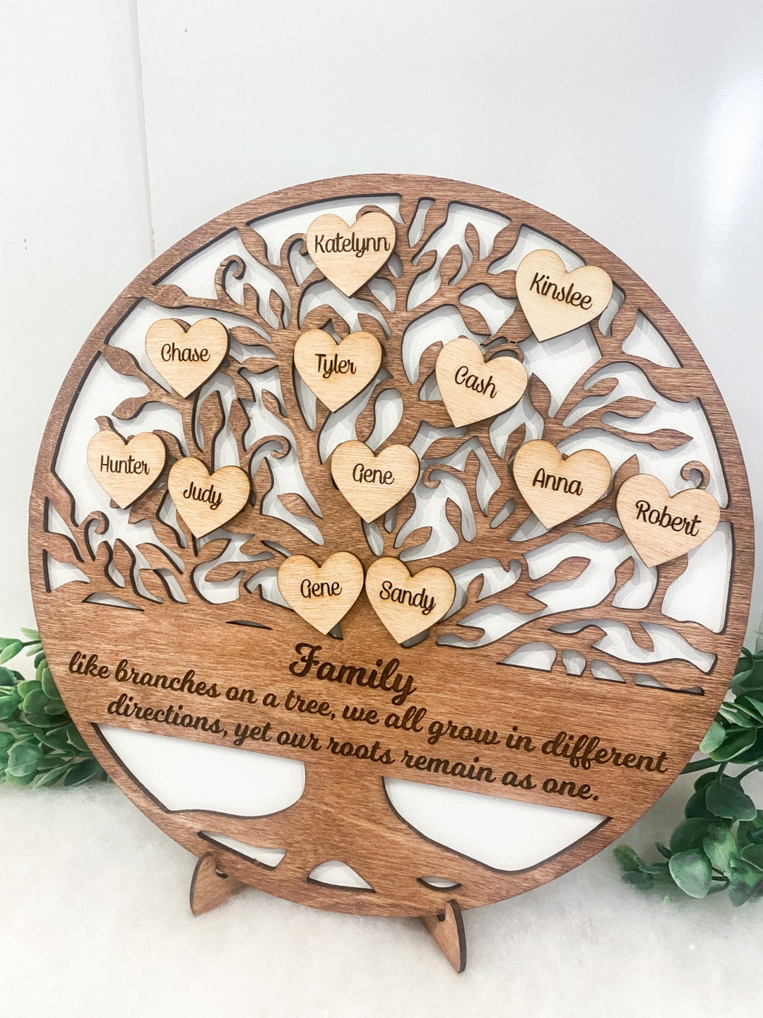 Personalized Wooden Family Tree Sign: Engraved Wall Art - Etsy
