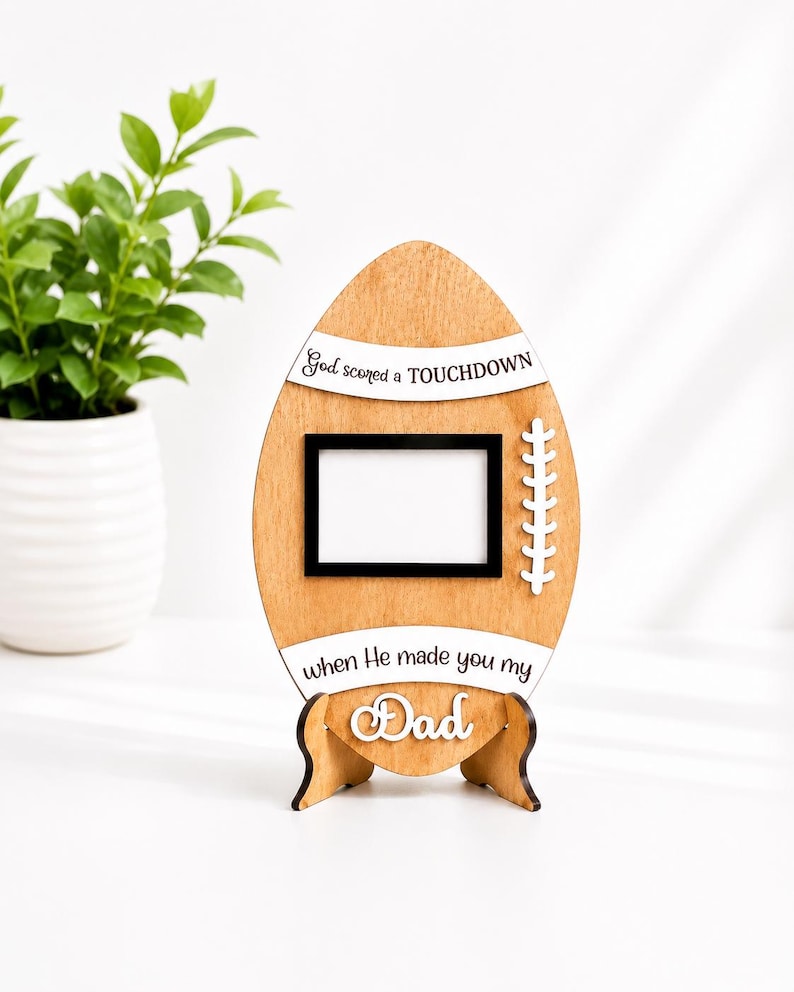Personalized Football Photo Frame: Engraved Wood Gift, Father's Day - Etsy