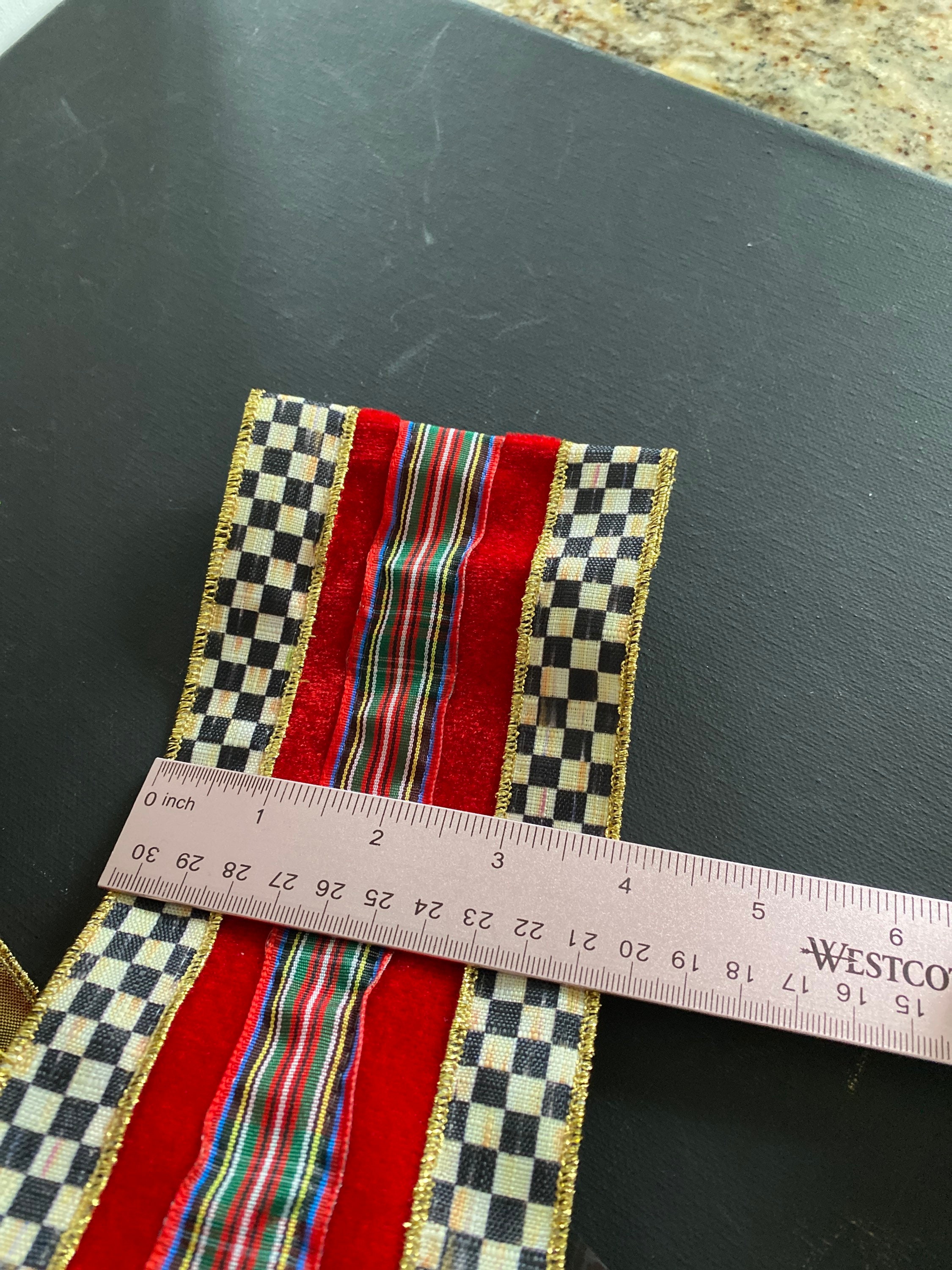 Sold by the Yard mackenzie-childs 4 HIGHLAND RIBBON Courtly Checks, Red ...