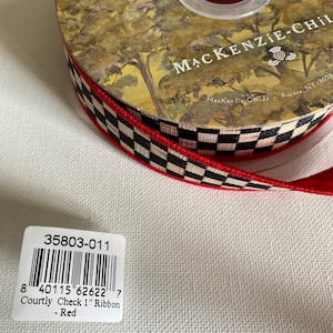 Sold by the Yard 1" Mackenzie Childs Courtly Check~wire Edge Ribbon RED ...
