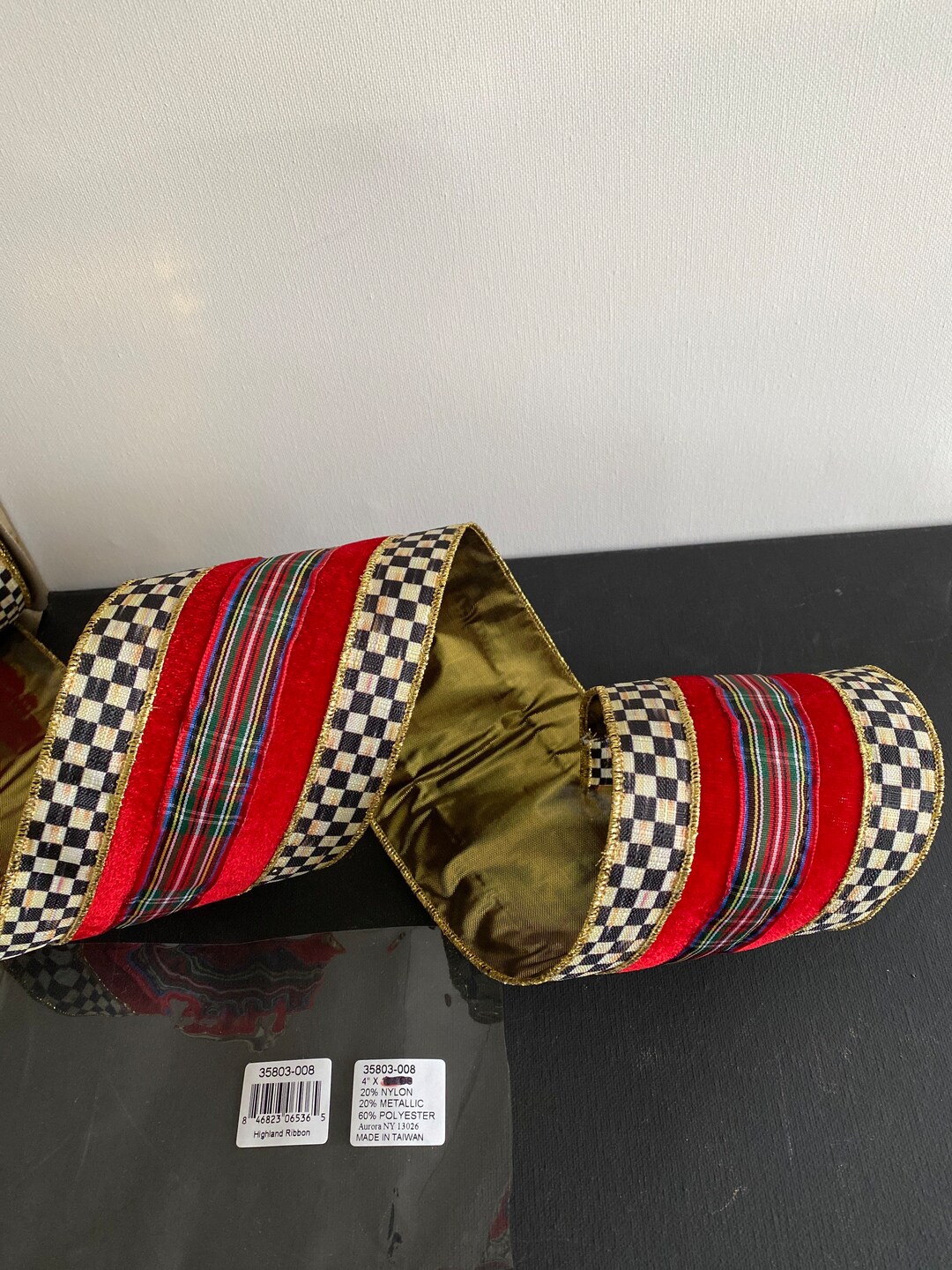 Sold by the Yard mackenzie-childs 4 HIGHLAND RIBBON Courtly Checks, Red ...