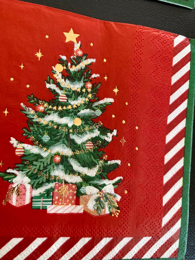 Christmas Tree Paper Napkins, Cocktail Size, Decoupage (set of 4) - Etsy