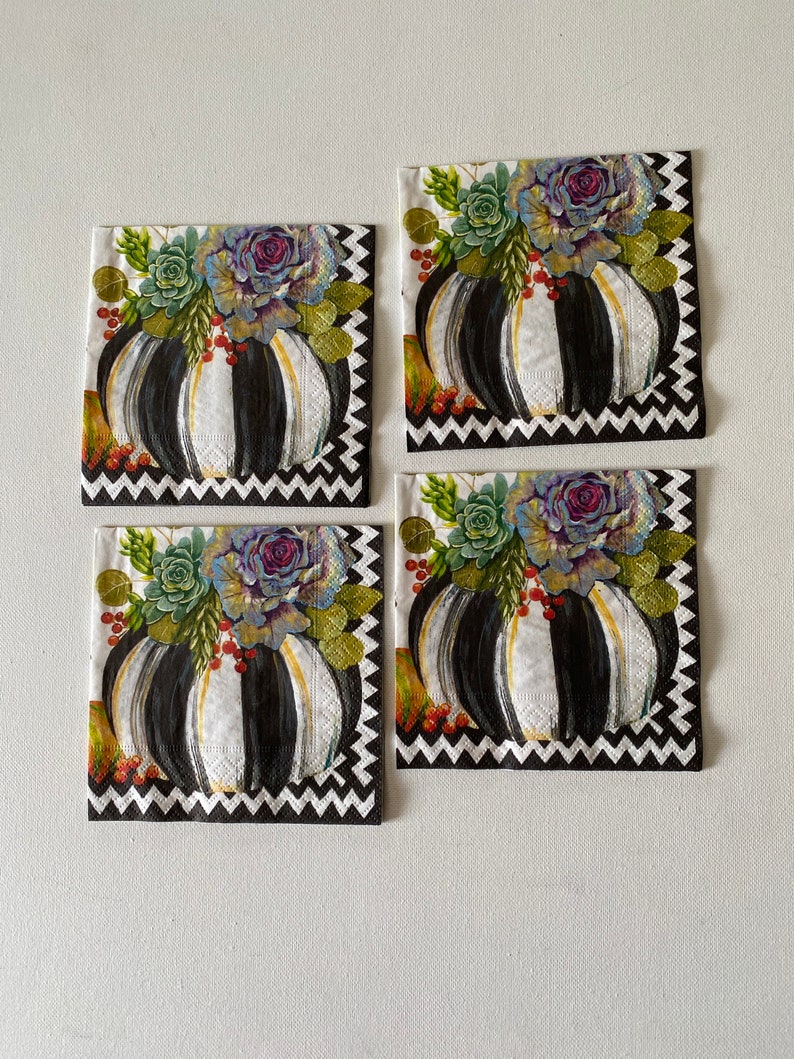 Set of 4/four/individual Mackenzie Childs Autumn Naturals Pumpkin ...
