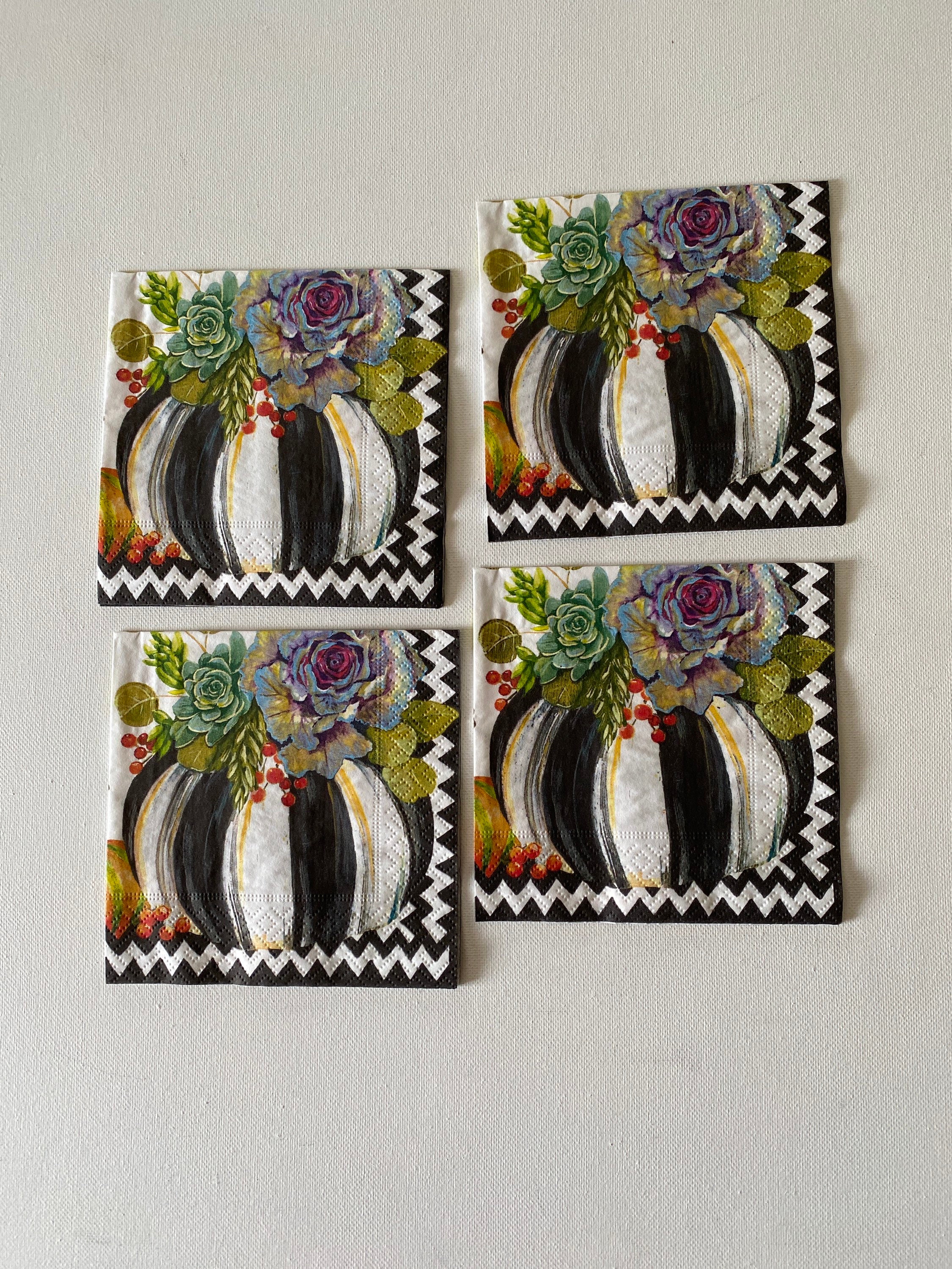 Set of 4/four/individual Mackenzie Childs Autumn Naturals Pumpkin ...