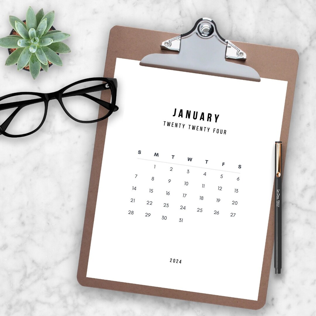 Modern 2024 Calendar Printable, Modern Calendar, Minimal Calendar ...