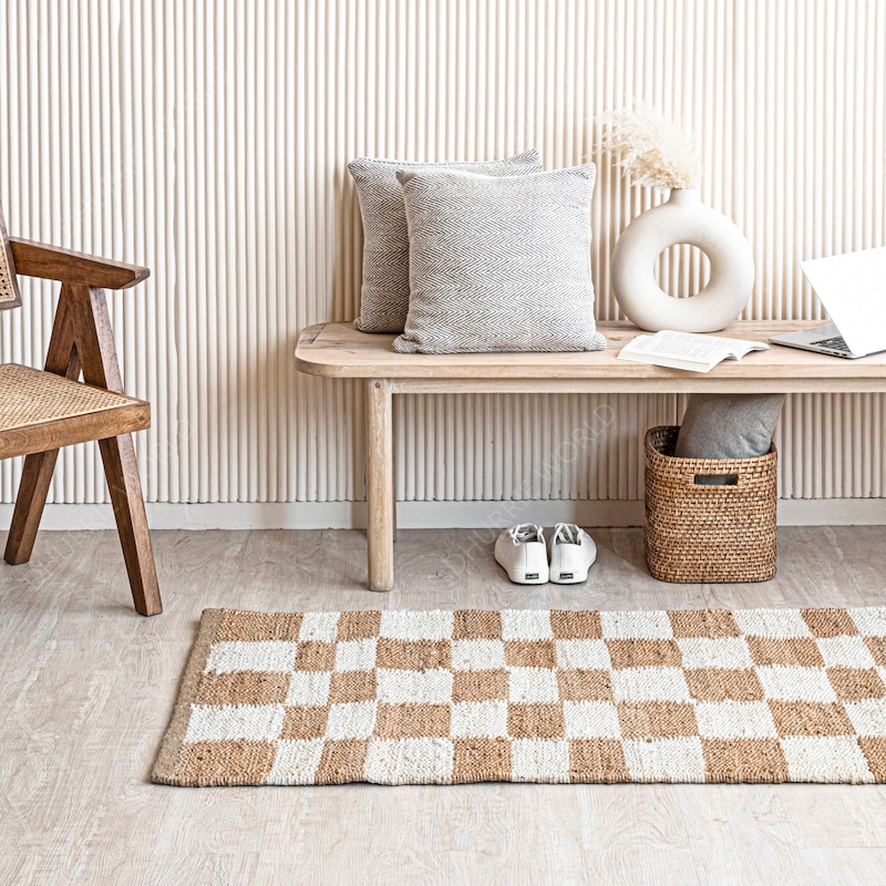 Checkered Rug Runner - Etsy