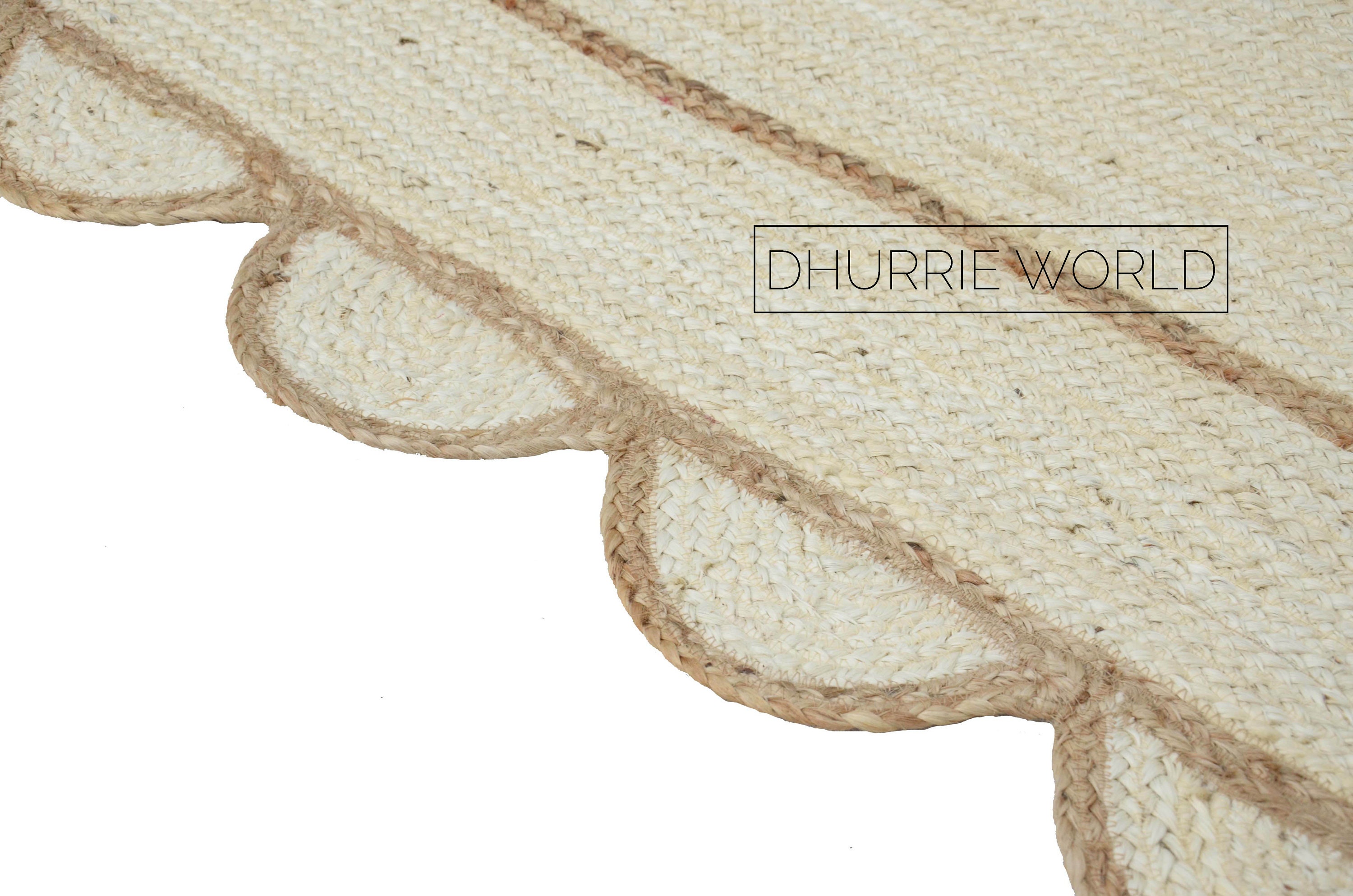 Off White Scalloped Jute Rug Scallop Rug Natural Jute Rug - Etsy