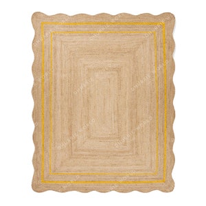 Scallop Jute Rug, Natural Jute Wavy Edge Rug, Scalloped Shape Rug ...