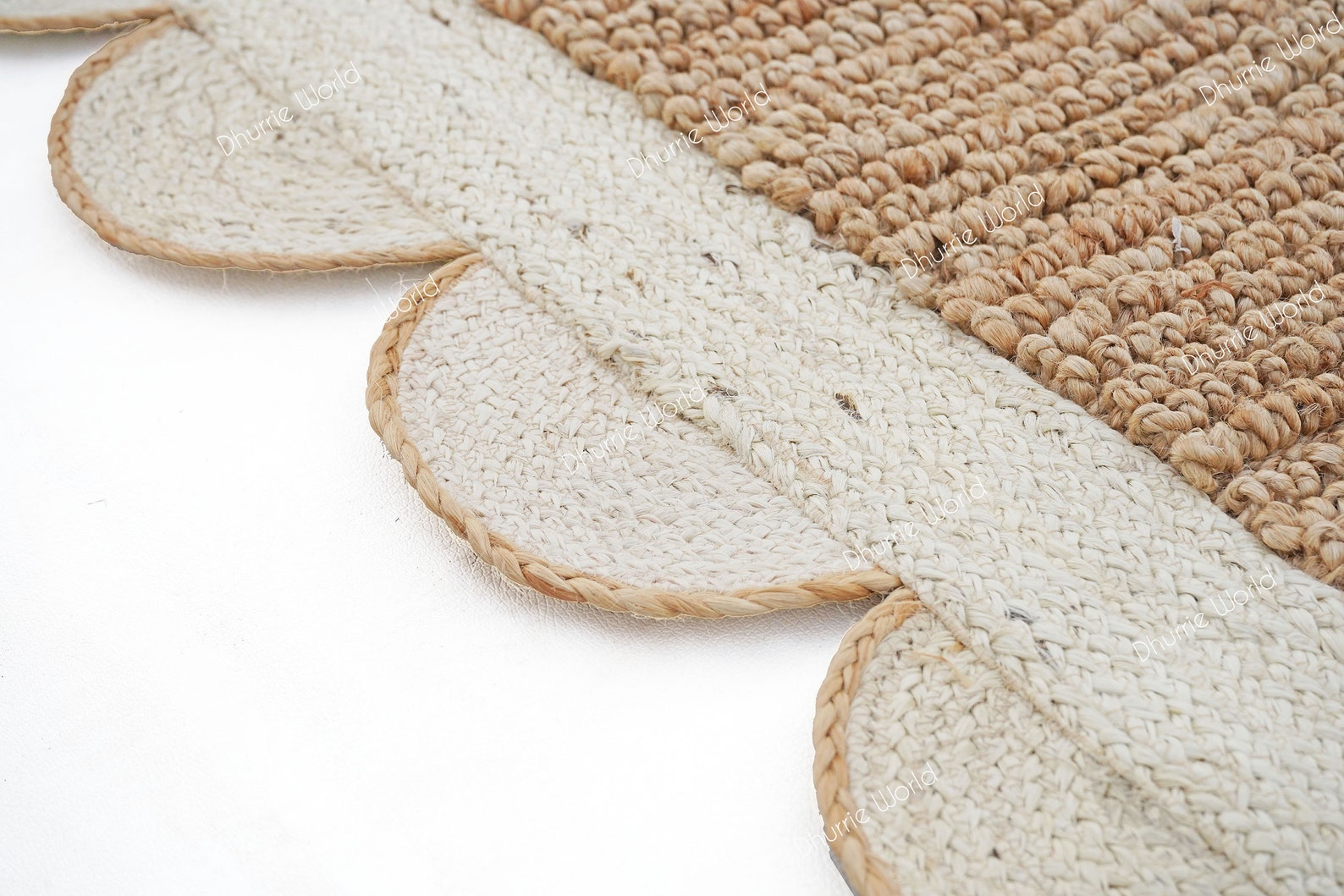 Textured Jute Rug Scalloped Jute Rug Scallop Area Rug - Etsy