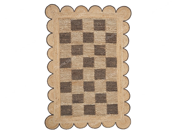 Natural Scalloped Jute Rug Brown Scallop Pattern Rug Natural - Etsy