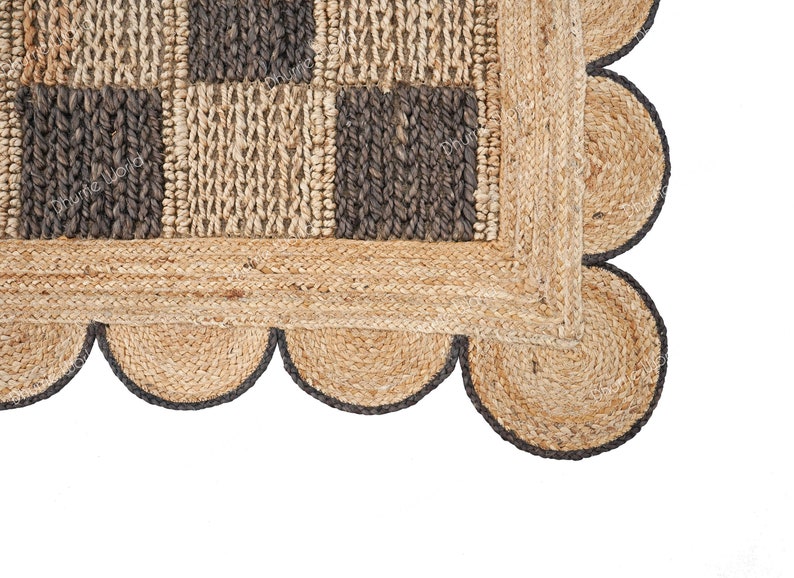 Natural Scalloped Jute Rug Brown Scallop Pattern Rug Natural - Etsy