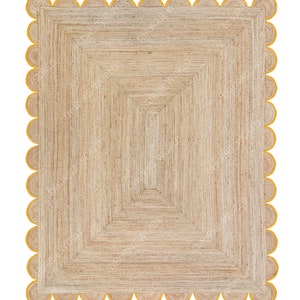 Natural Jute Scalloped Rug, Bohemian Scallop Rug, Natural Jute Rug ...