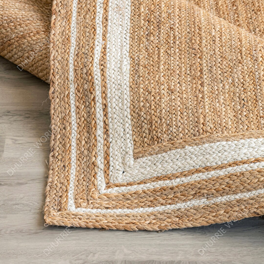 Boho Jute Area Rug, Natural Jute Rug, Custom Size Rug, Handbarided ...
