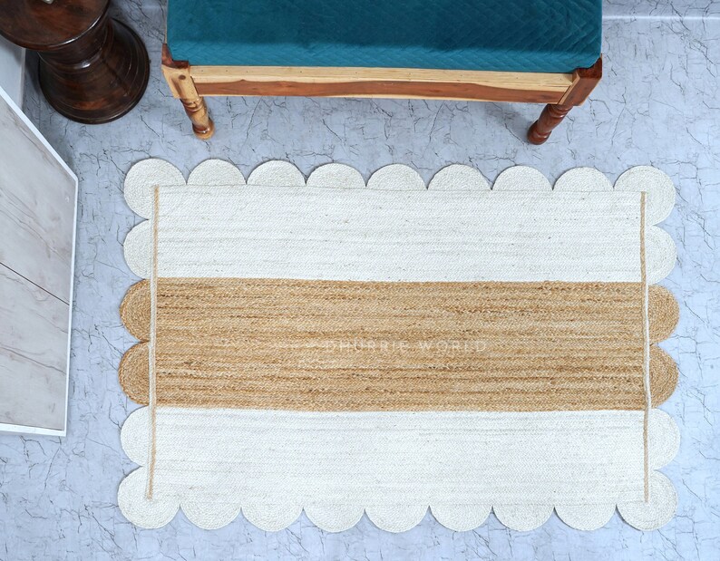 Natural Jute Scallop Rug Scalloped Jute Rug Boho Jute Rug - Etsy
