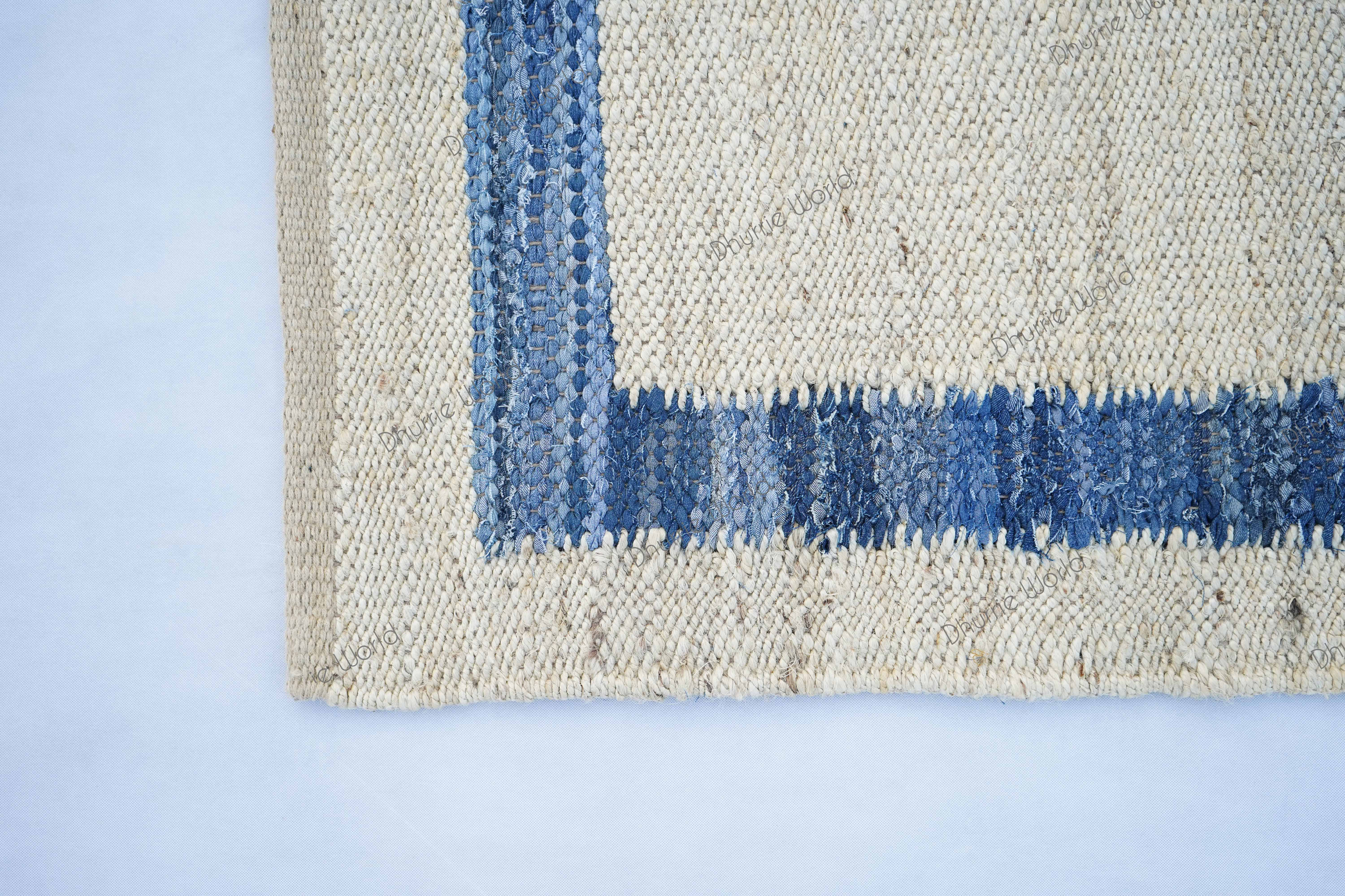 Bohemian off White Jute Bordered Rug Denim Jute Area Rug - Etsy