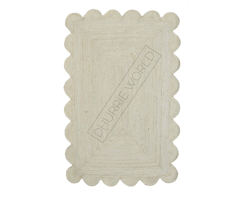 Off White Scalloped Jute Rug Scallop Pattern Rug Natural - Etsy