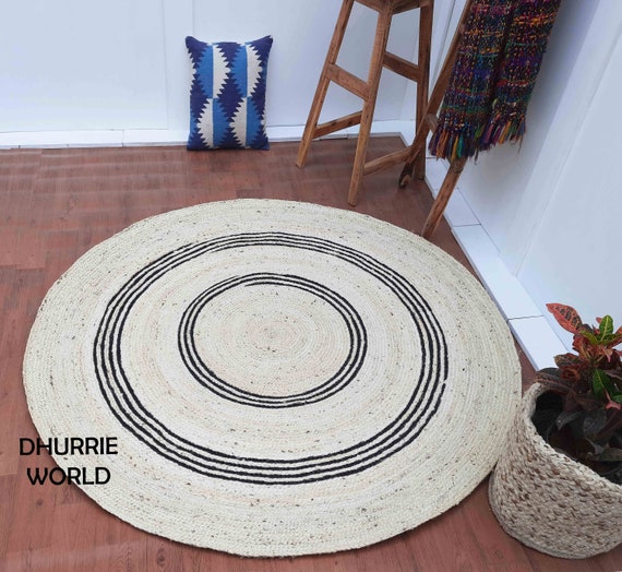 4x4 5x5 6x6 7x7 8x8 Natural Jute Round Rug Border Natural | Etsy