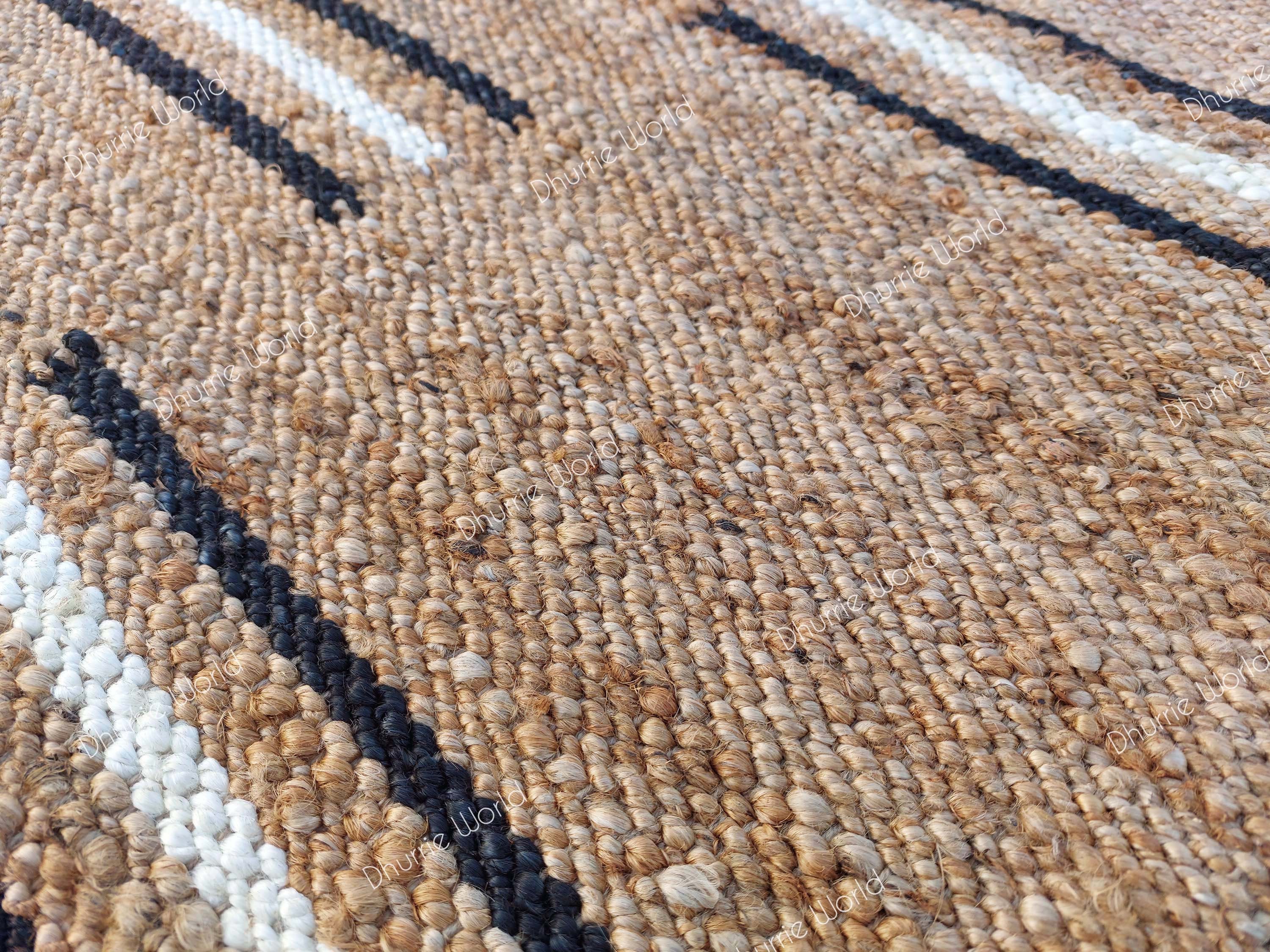 Bohemian Natural Jute Rug Stripe Pattern Area Rug Boho Jute - Etsy