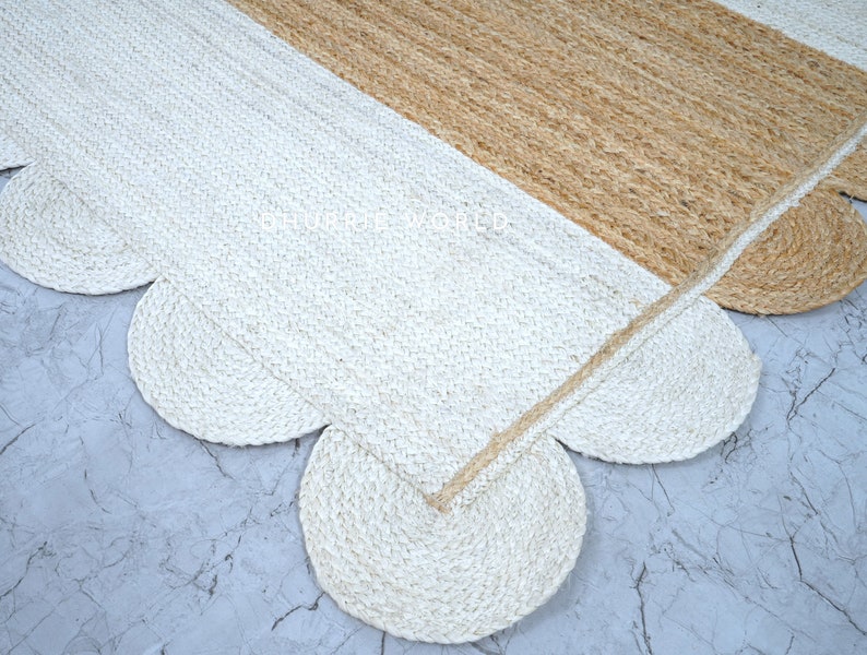 Natural Jute Scallop Rug Scalloped Jute Rug Boho Jute Rug - Etsy