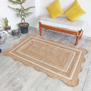 Natural Scalloped Jute Rug, Scallop Pattern Rug, Jute Shape Rug ...