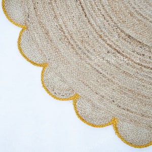 Natural Jute Scallop Round Rug, Designer Bohemian Jute Area Rug, Eco ...