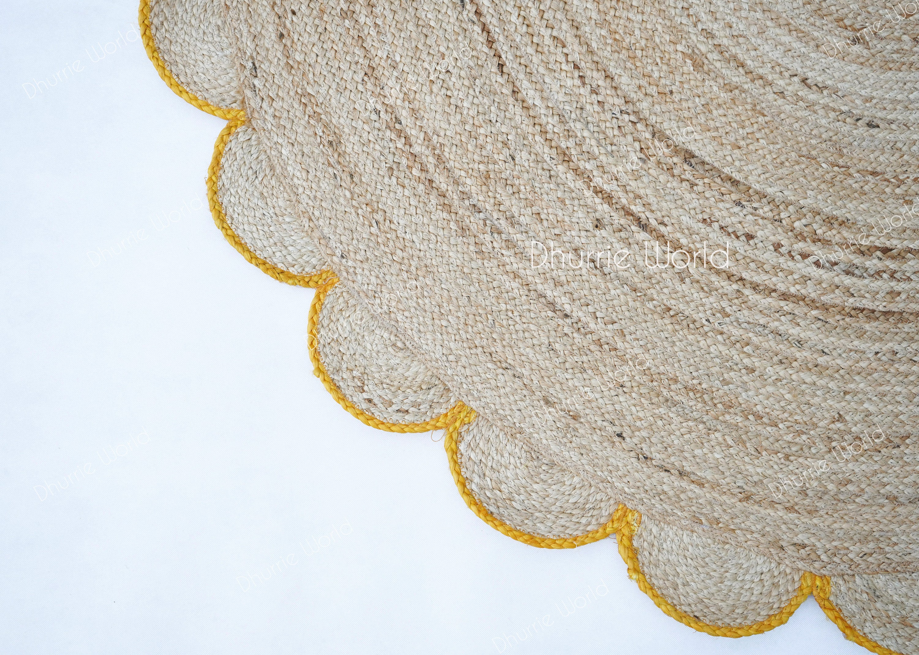 Natural Jute Scallop Round Rug, Designer Bohemian Jute Area Rug, Eco ...