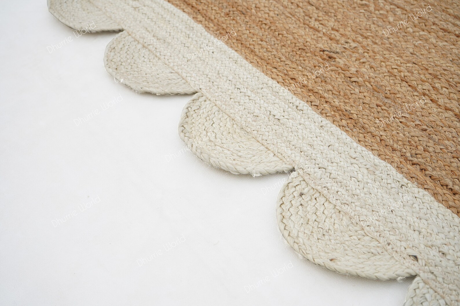 Natural Jute Scalloped Rug, Scalloped Jute Rug, Boho Jute Rug, Custom ...