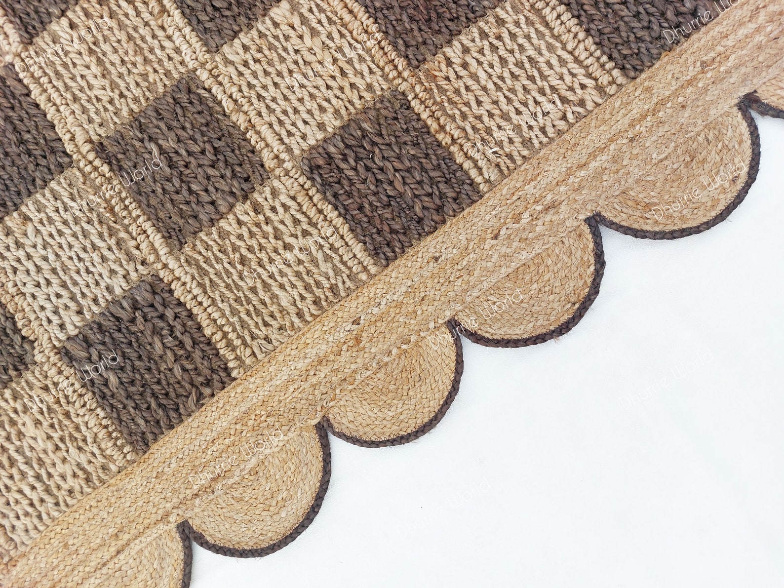 Natural Scalloped Jute Rug Brown Scallop Pattern Rug Natural - Etsy